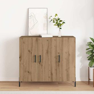 vidaXL Credenza Rovere Artigianale 90 X 34 X 80 Cm Legno Multistrato - Vidaxl