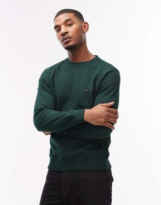 Tommy Hilfiger Essential - Sweat ras de cou en tissu &eacute;ponge - Vert fonc&eacute;