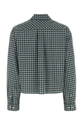 Miu Miu Womens Embroidered Cotton Shirt Biancoverde Exterior: Camicie
