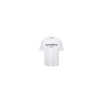 Balmain Femme, Tops, Blanc, Taille: 40 FR T-shirt en Coton avec Logo Classique