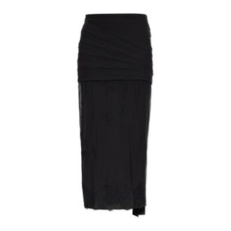 Valentino Garavani Seidenrock mit Spitzenbesatz - - Skirts - Damen - Schwarzk - XS