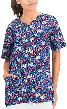 B-Well Carina Tunique pour femme, à manches courtes et col en V, avec boutons, XL