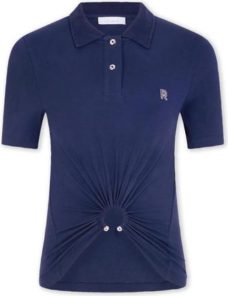 Paco Rabanne Poloshirt mit Piercing-Detail und Monogramm - - Tops - Damen - Blau - XS