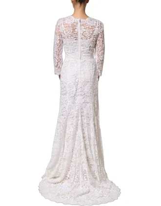 Dolce & Gabbana Floral Lace Gown - White