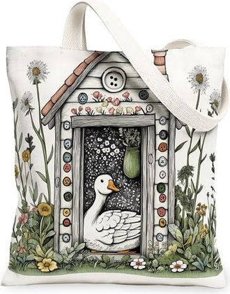 Generic Sac fourre-tout en toile pour le shopping 33 x 38 cm, sac d&eacute;picerie r&eacute;utilisable pour femme, motif fleurs sauvages, plage, esth&eacute;tique, d&eacute;coration cade