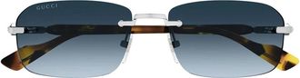 Gucci Rechteckige Sonnenbrille - - Accessories - unisex - Grau - 56 MM