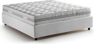 Dmora Talamo Italia - Doppelbett Adele, Stoffbett mit Stauraum, Front&ouml;ffnung, inklusive Matratze 140 x 190 cm, 100 % Made in Italy, Wei&szlig;