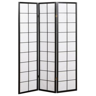 PEGANE Pegane - Paravent japonais grands carreaux bois noir et papier de riz - 3 pans - Dim : h 178,6