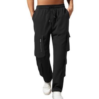 Generic Pantalon cargo pour homme, coupe droite, pantalon de surv&ecirc;tement d&eacute;contract&eacute;, cordon de serrage, taille &eacute;lastique, pantalon de surv&ecirc;tement pour homme,