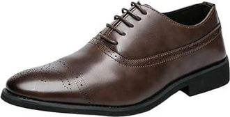 Generic Chaussures Oxford for Hommes en Cuir PU &agrave; Lacets, Style Brogue, antid&eacute;rapantes, for Affaires ou c&eacute;r&eacute;monies Formelles, Bout Pointu, Talon Bloc, id&eacute;ales