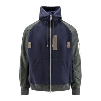 sacai Sponge Sweat x Nylon Twill Full Zip Hoodie - - Sweatshirts & Hoodies - Herren - Mehrfarbig - L