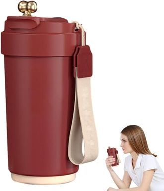 Generic Tasses &agrave; caf&eacute; avec couvercles | Tasses &agrave; caf&eacute; thermiques portables en acier inoxydable - Facile &agrave; transporter - Bouteille isotherme anti-d&eacute;versement p