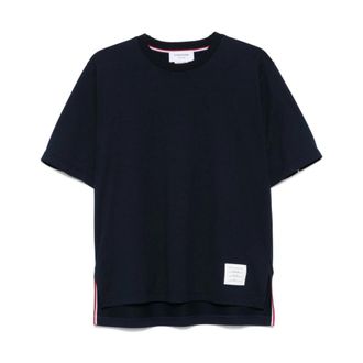 Thom Browne Blau Streifendetails T-Shirts und Polos - - Tops - Herren - Blau - L