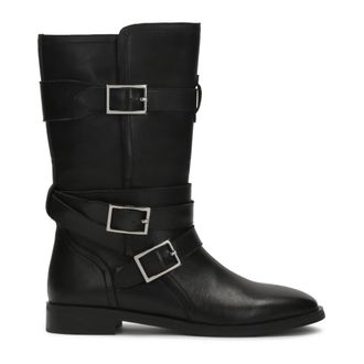 Kazar Schwarze Stiefel mit einem h&ouml;heren Schaft- verziert mit Schnallen - - Shoes - Damen - Schwarzk - 41 EU