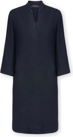 Elena Miro Femme, Robes, Bleu, Taille: 52 FR Robe Enver en satin avec encolure en V