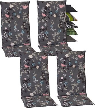 Beo Gartenstuhlauflagen Hochlehner 4er Set Barcelona | Made in EU nach Öko-Tex Standard | Hochlehner Auflagen waschbar | Atmungsaktive Stuhlauflagen Hochl
