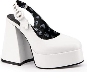 Lamoda Femme Conversation Escarpins, Blanc PU, 39 EU