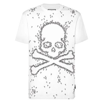 Philipp Plein T-Shirt Rundhals Skull&Bones - - Tops - Herren - Wei&szlig; - 5XL