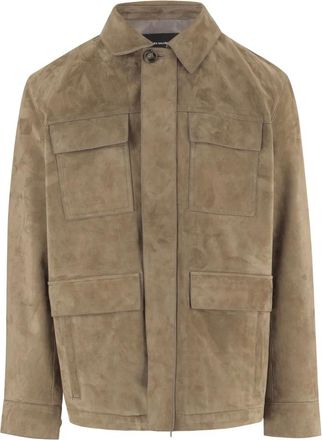 Yves Salomon Homme, Vestes, Beige, Taille: L Suede Jacket