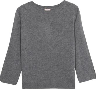 Oltre Femme, Pulls, Gris, Taille: 44 FR Pull en laine et cachemire avec boutons
