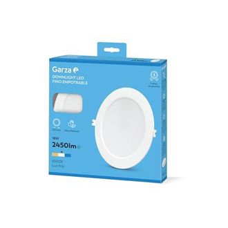 Garza LED-Einbaustrahler, rund, extraflach, 22 cm, 18 W, 6500 K, kaltes Licht, 2450 lm, 30.000 h, IP20, Wei&szlig;, Energieeinsparung 80%