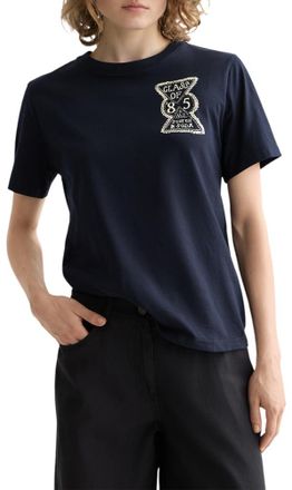 Scotch & Soda Damen Chest Artwork Regular Fit T-Shirt, Sky Captain V458, XL