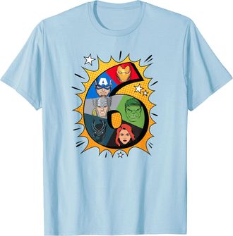 MARVEL Avengers Comic Super Heroes 6th Birthday T-Shirt für Kinder, Frauen & Unisex - Klassisches T-Shirt mit Comic-Design & Doppeltem Saum - Blau, S