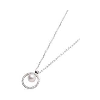 Pandora Collier avec perle deau douce de culture et pav&eacute; - Femme - Accessoires - Blanc - Taille: 145 CM