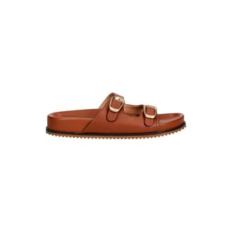 Twinset Tongs en Cuir - Femme - Chaussures - Brun - Taille: 41 EU