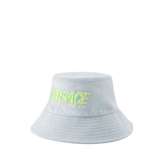Versace Bestickter Logo Bucket Hat - Denim - - Accessories - Herren - Blau - 58 CM