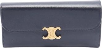 Celine Portefeuille Long Grand Mod&egrave;le Triomphe doccasion - Femme - Pre-owned - Noir - Taille: ONE Size