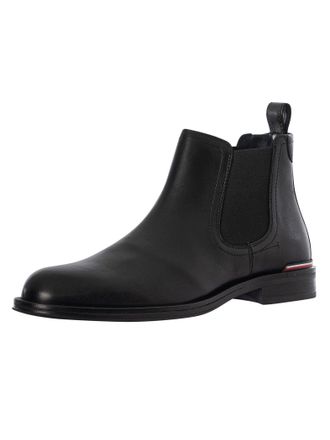 Tommy Hilfiger Herren Chelsea Boots aus Wildleder, Schwarz (Black), 44