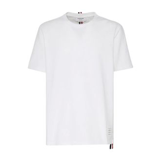 Thom Browne Homme, Tops, Blanc, Taille: XL T-shirt en coton
