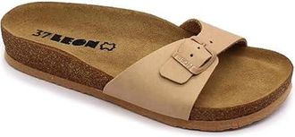 Leon 4021 Sandales Sabots Mules Chaussons Chaussures en Cuir, Femme, Beige, EU 41