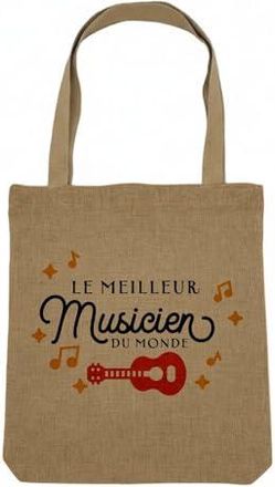 Fabulous Sac Shopping Tote Bag Aspect Lin - Le Meilleur Musicien du Monde Musique Guitare Rock Classique Instrument - Sac de Courses Toile Epaisse 360g Beige N