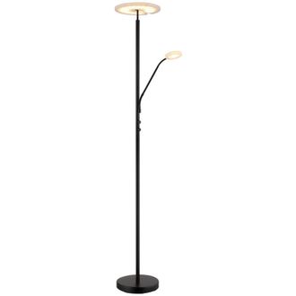 Globo Lighting Lampadaire led &agrave; intensit&eacute; variable Lampadaire noir avec lampe de lecture flexible, m&eacute;tal acrylique, 28W 2100lm blanc chaud, DxH 30 x 180 cm