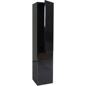 Hhg H&auml;ngeschrank 618, Midischrank Hochschrank Badezimmer Badm&ouml;bel, hochglanz 150x30cm schwarz