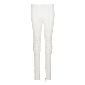 Balmain Pantalon en cuir slim - Femme - Pantalons - Blanc - Taille: 36 FR