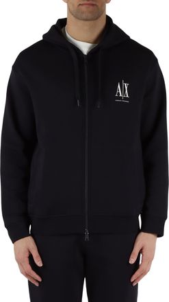 A|X Armani Exchange Herren Icon Project Emboidered Logo Full Zip Hooded Sweatshirt, Dunkles Marineblau, L