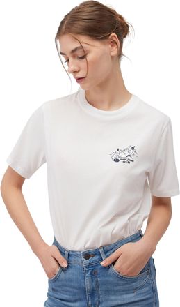 Mavi Damen CAT Chilling Tee T-Shirt, Antique White, M