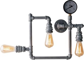Luce Design 3 flammige LED Wandleuchte & Deckenlampe im Industrielook mit Wasserrohr Zink Rostoptik