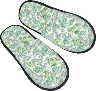 Generic Chaussons Femme Homme Feuilles De Palmier Tropicales Chaussons Femme Confort Doubl&eacute;es En Peluche Pantoufles Pour Invit&eacute;s, Pour Mariage, Hommes, Femmes
