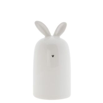 Bastion Collections Abdeckung Bunny Little Heart Keramik Weiss schwarz Keramikgeschirr Gedeckter Tisch K&uuml;chenaccessoires Eierw&auml;rmer, 14x7cm