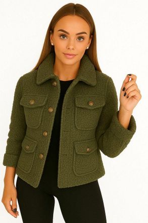 Worldclassca Fellimitatjacke Worldclassca Hemdjacke Knopf Trench Teddy Jacke Übergangsjacke Blouson Neue Kollektion - Stilvolle und gemütliche Mode für Damen