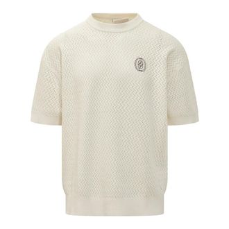 Dr&ocirc;le de Monsieur Homme, Pulls, Blanc, Taille: S T-Shirt Maille Ajour&eacute;e D Miroir