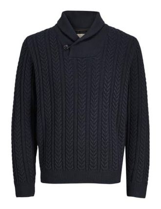 Jack & Jones Jprblusean Knit Cable Shawl Neck, Bleu Marine, XL Homme
