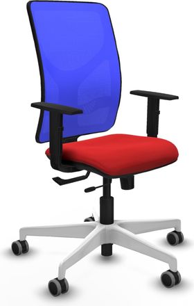 Piqueras y Crespo B&uuml;rostuhl mit 1D-Armlehnen, h&ouml;henverstellbare Lendenwirbelst&uuml;tze, ausgestattet mit Syncro/Translack und Schneideschaum, Blau/Rot