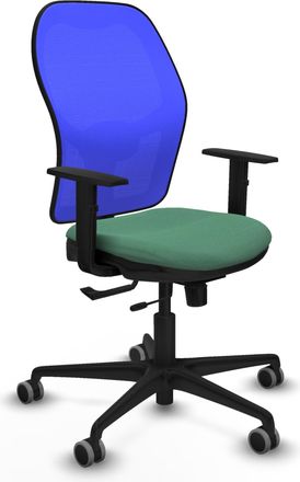 Piqueras y Crespo B&uuml;rostuhl f&uuml;r Zuhause mit 1D-Armen, h&ouml;henverstellbare Lendenwirbelst&uuml;tze, ausgestattet mit Syncro/Traslack und Schaumstoff, Blau / Smaragdgr&uuml;n