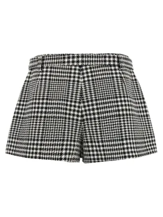 Self Portrait Houndstooth Boucl&eacute; Wool Blend Skort - Black