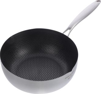 BESTONZON Bratpfanne aus 304 Edelstahl Kochpfanne Waben Wok 24CM Kochtopf Antihaftbeschichtet Pfanne mit Griff Gourmet geeignet f&uuml;r Gasherd und Induktion Zuhaus